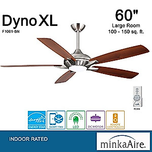 Minka Aire F1001-BN Dyno XL 60" Ceiling Fan with LED Light & Remote, Brushed Nickel