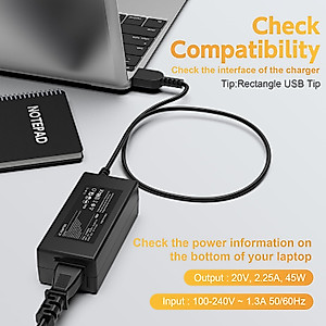 ADLX45DLC3A, ADLX45DLC2A, ADLX45NCC2A, ADLX45NLC2A, ADLX45NLC3A, ADLX45NDC2A, ADLX45NDC3A, PA-1450-12 Laptop Charger for Lenovo ThinkPad, 45W Lenovo Power Supply Cord