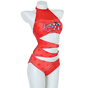 Miraculous Women's Ladybug Beach High Neck One Piece Swimsuit Bathing Suit (as1, Alpha, l, Regular, Regular, Red)