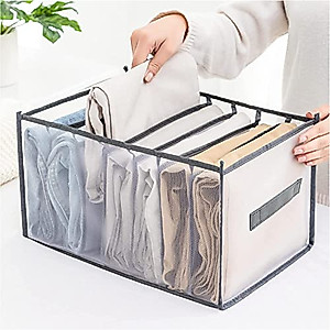 3PCS Washable Wardrobe Clothes Organizer, 7 Grids Foldable Visible Closet Organizer Clothes Drawer Mesh Separation Box for Jeans,Leggings,T-shirt,Skirts,Kid Clothes Compartment Storage Box