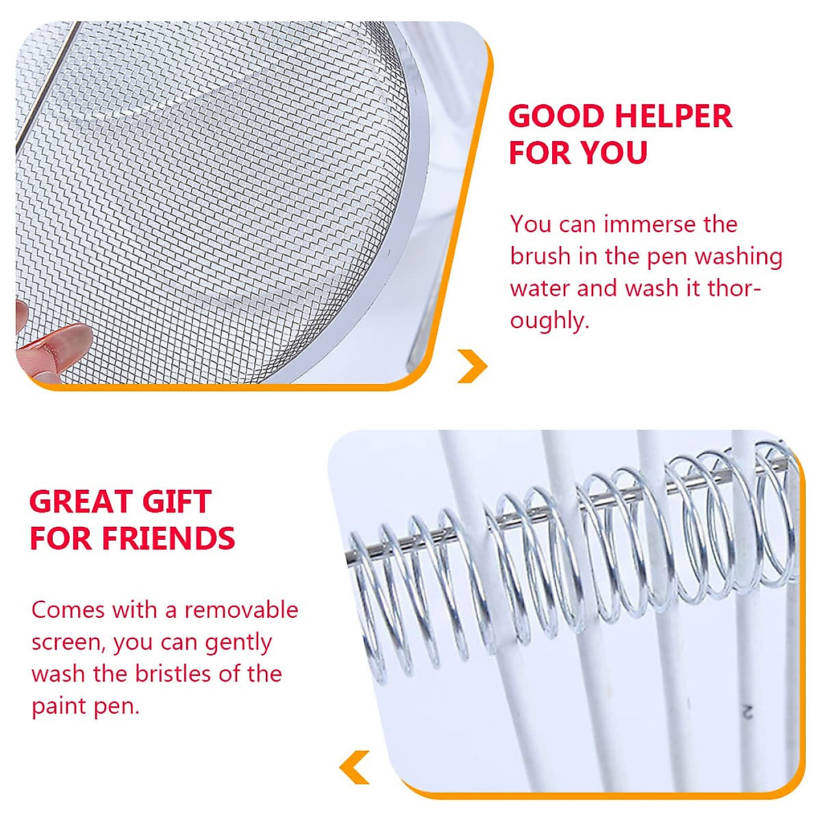 Gadpiparty Cleaner Hanging Container Barrel for Holder Metal Stand Art Bucket Tank Useful Painting Pen with Washer Oil Paintbrush Watercolor Paint Hanger Cleaning Brush Calligraphy Drying