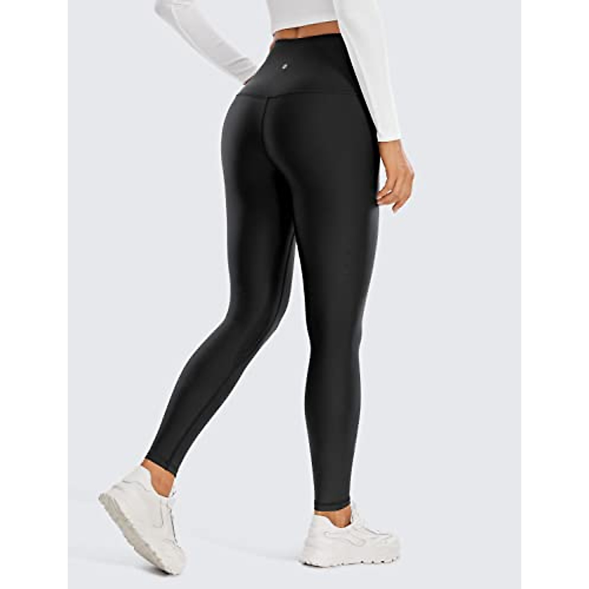 CRZ YOGA Thermal Fleece Lined Leggings Women 28'' - Winter Warm Workout Hiking Pants High Waisted Yoga Tights Full Length Black Medium