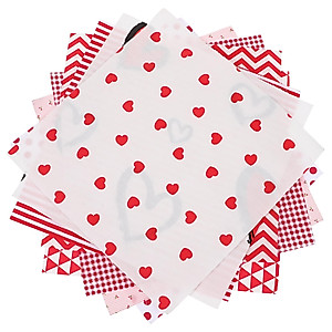 STOBOK 8 Sheets Love Fabric Decor Heart Printing Fabric Patchwork for DIY Valentine Quilting Fabric Heart Printing Patchwork DIY Valentine's Day Patchwork Cotton Red Line Manual