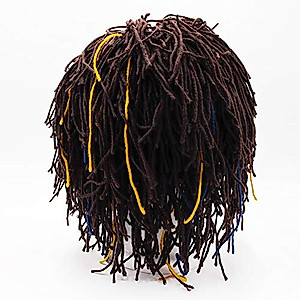 Kirmoo Knit Rasta Beanie Hats for Men Funny Winter Hats for Adults Jamaican Hat with Dreadlocks Fake Dreads Wig (Brown Beanie)