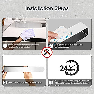 LUSUNGOLD Towel Rack,Command Damage Free Hand Towel Holder for Dry Towel/Wet Towel,Bathroom Hand Towel Holder,Washcloth Holder,Self Adhesive Towel Holder,Stainless Steel Towel Bar.