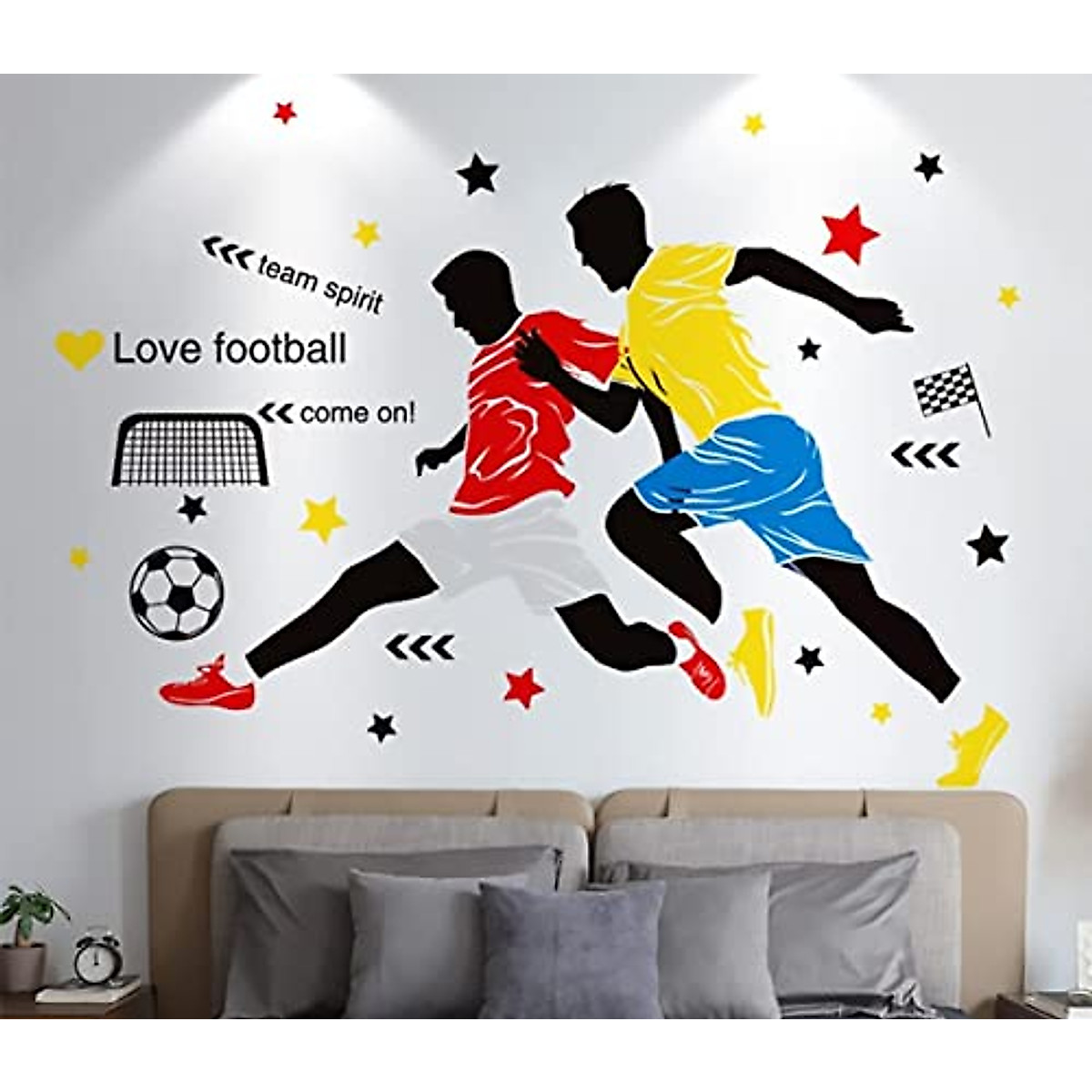 KeLay Fs 3D Soccer Football Player Wall Decals Stickers, Football Soccer Wall Stickers Decors for Boys Room Bedroom Decor (3D Soccer Players)