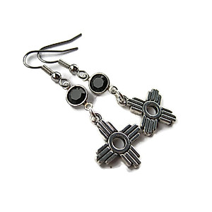 Zia Sun Birthstone Earrings, Personalized Four Directions Jewelry