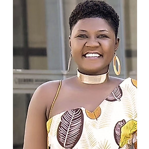 Fstrend Statement Chunky Choker Gold Plated African Necklace Costume Party Jewelry Accessories for Women and Girls (Gold)