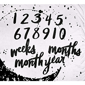 Baby Monthly Milestone Blanket Moon - Neutral Personalized Month Blanket for Boy Girl Newborn Soft Plush Fleece Photography Background Bonus Felt Milestone Number Set Large