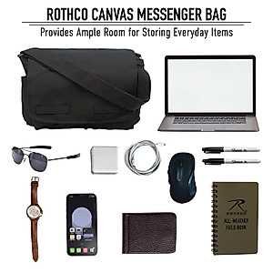 Rothco Classic Canvas Messenger Bag – Crossbody Shoulder Bag with Heavy-Duty Cotton Canvas Material – Multiple Pockets for Ultimate Storage
