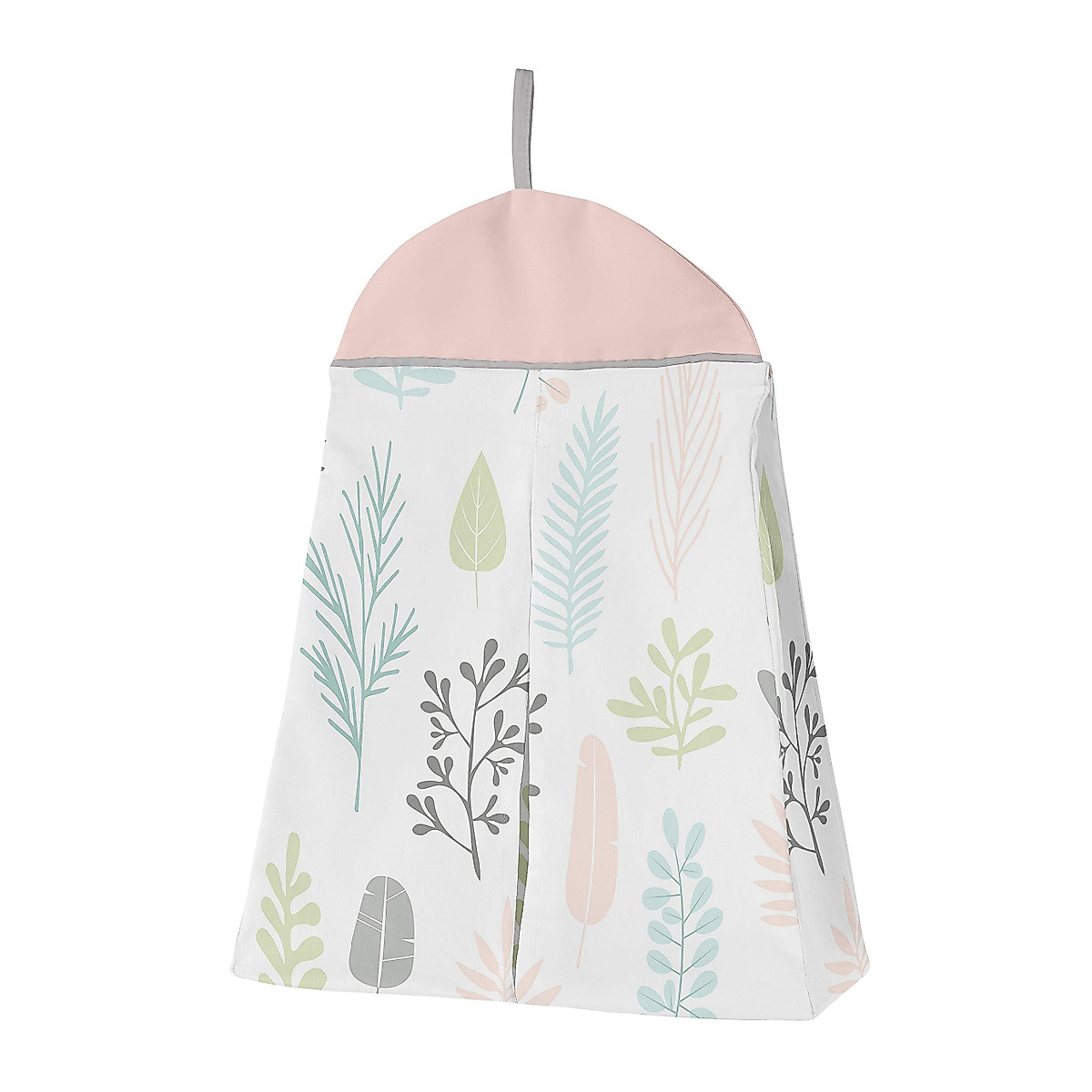 Sweet Jojo Designs Pink and Grey Jungle Sloth Leaf Baby Girl Nursery Crib Bedding Set - 4 pieces - Blush, Turquoise, Gray and Green Tropical Botanical Rainforest