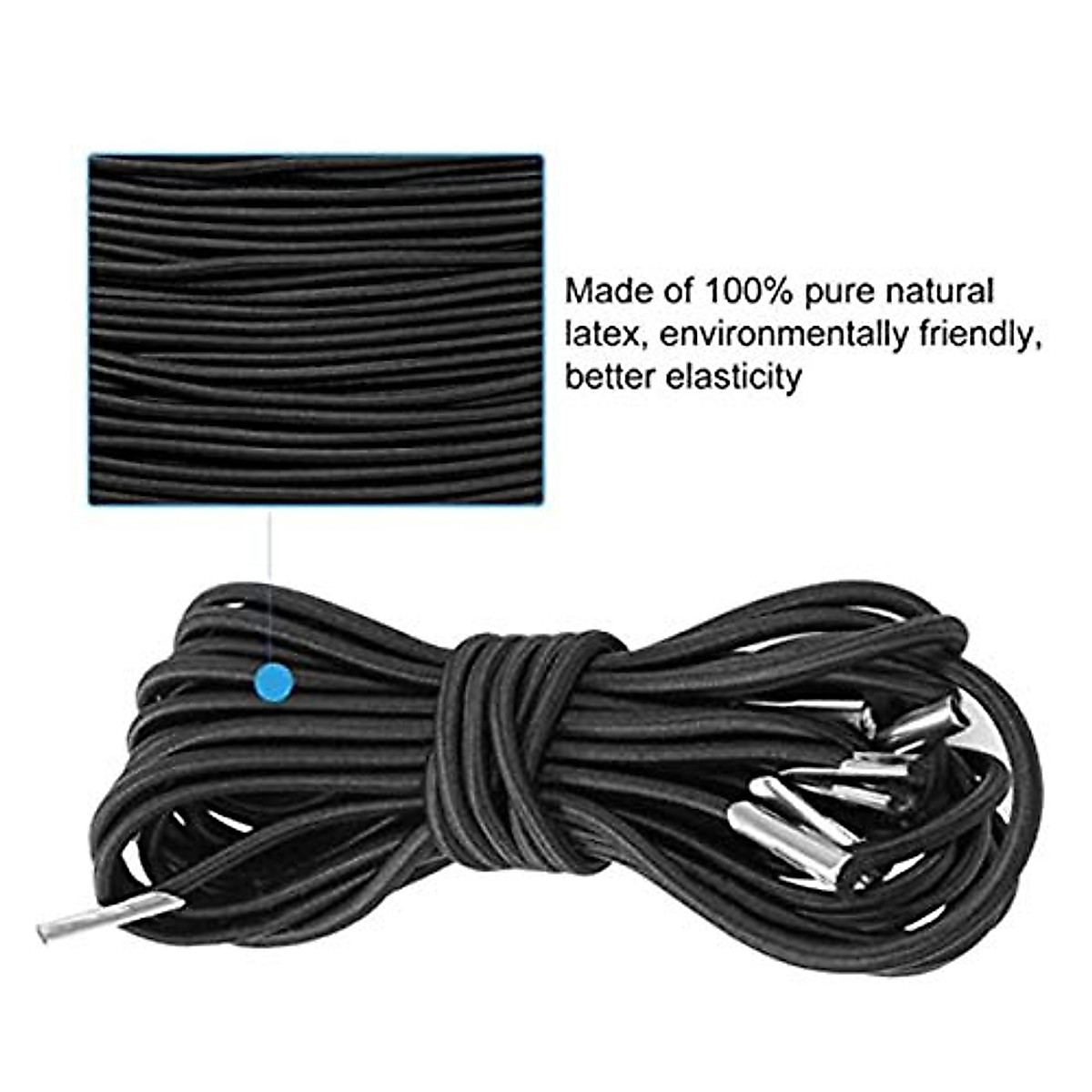 Four Seasons BeiJiaEr Zero Gravity Chair Heavy Duty Universal Replacement Cords (4.5 mm) Laces Bungee Elastic Patio Recliner Lounge Chair Repair Stretch Cords (4 Cords) (Black)