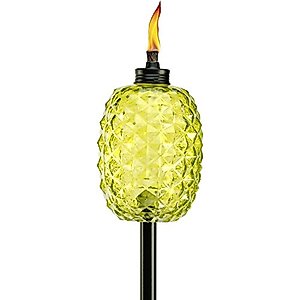 TIKI Green Brand Convertible Torch Glass Pineapple Outdoor Decorative Lighting for Lawn Patio Garden, 65 in, 1117095