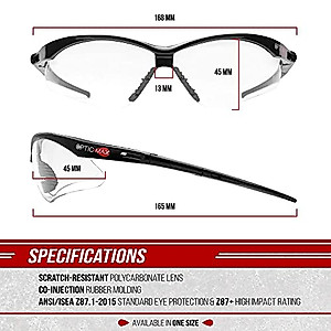 Optic Max Safety Glasses Scratch Resistant Lens Flexible Frame, 12 Pairs