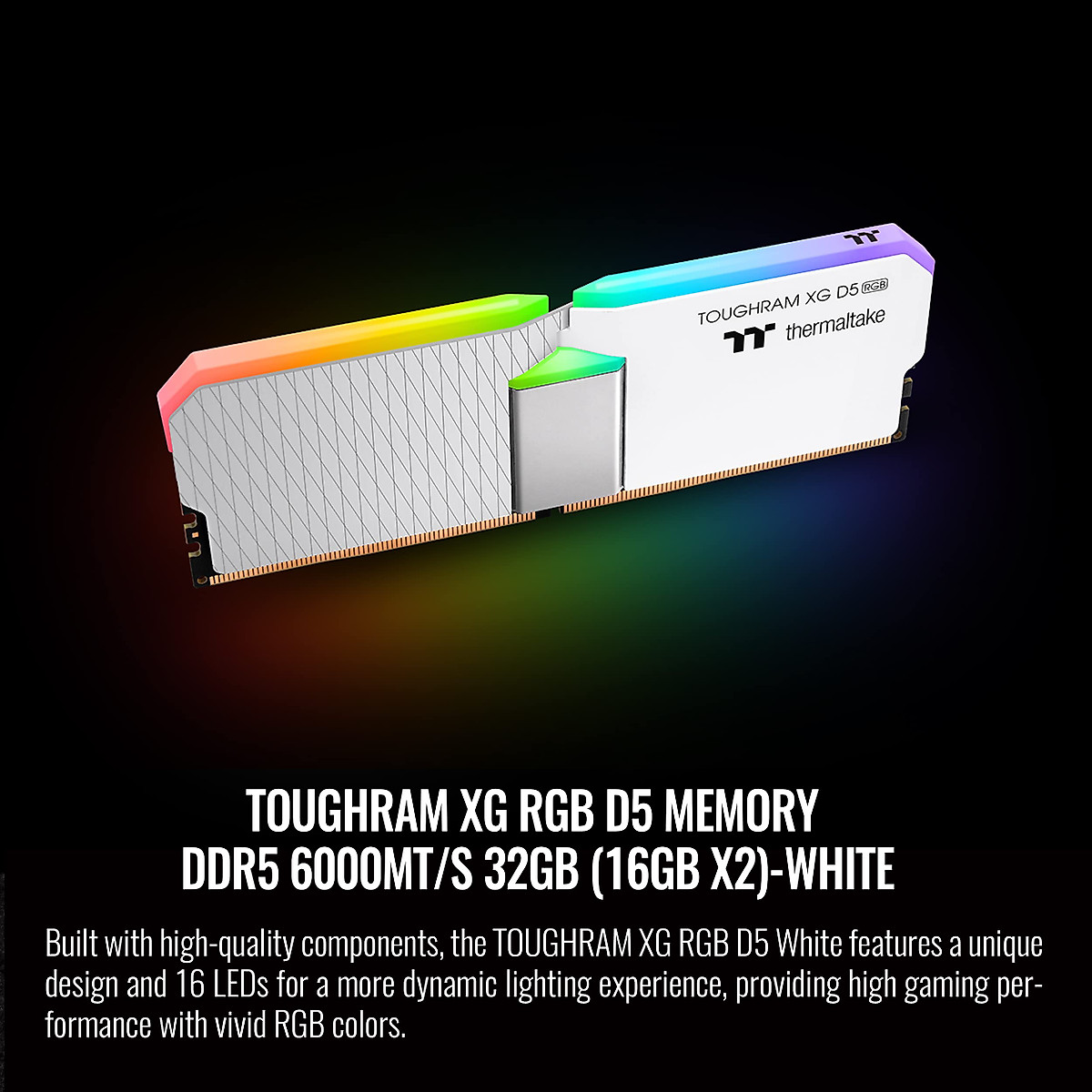 Thermaltake TOUGHRAM XG RGB D5 White 32GB (2x16GB) DDR5 6000MT/s C36 Memory, 16 LEDs, RG34D516GX2-6000C36B