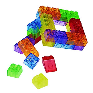 Excellerations Jumbo Translucent Building Bricks, 206 Pc Value Pack with Storage, STEM Toys, Builders, Manipulatives, Blocks from 1 inch to 2-1/2 inches, Asstd Colors, Light Table, Preschool