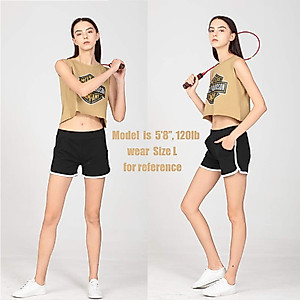 Beauty_yoyo Dolphin Shorts for Teen Girls & Women Cotton Running Gym Workout Yoga Sport Performance Short with Pockets