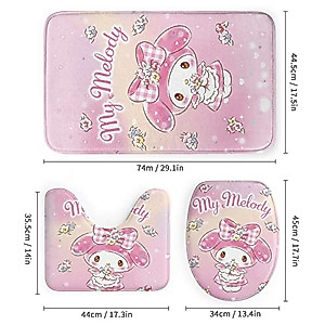 fmsnupz 4PCS Anime Shower Curtain Set, Cute Bathroom Decor with Non-Slip Rugs, Toilet Lid Cover and Bath Mat, Waterproof Fabric Shower Curtains with 12 Hooks, 70.8"x70.8"