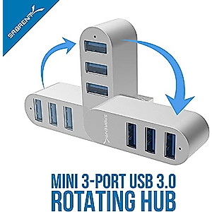 SABRENT Premium 3 Port Aluminum Mini USB 3.0 Hub [90°/180° Degree Rotatable] (HB-R3MC)