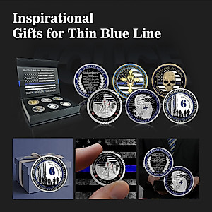 BHealthLife United States Police Department Law Enforcement Officers Challenge Coin Gift Box with 6 Police Coins