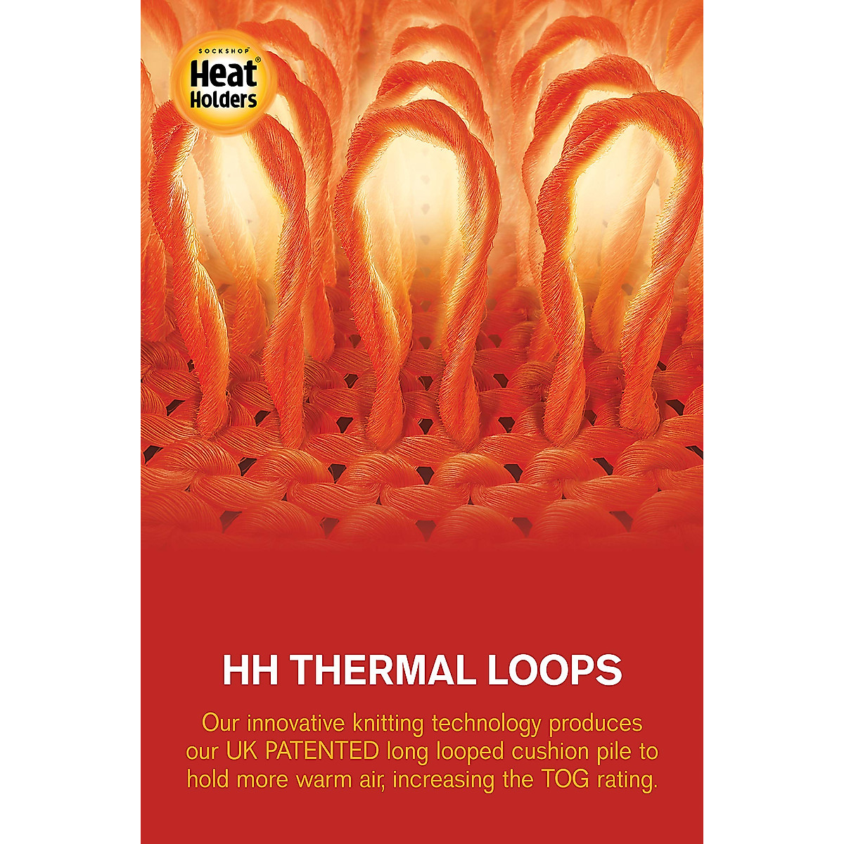 Heat Holders - Mens Winter Warm Thick Bigfoot Thermal Crew Socks Size 13-15 US (Red)