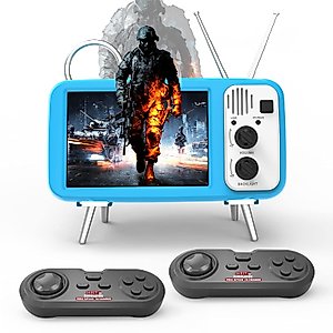 EASEGMER Retro Handheld Emulator Game Console with 5000 Classic Video Games, 4.0Inch Screen, Supports TV Connection and Two Players, Blue