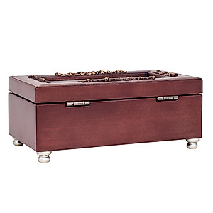 Cottage Garden All Things Through Him Embossed Petite Rosewood Jewelry Music Box Plays Canon in D