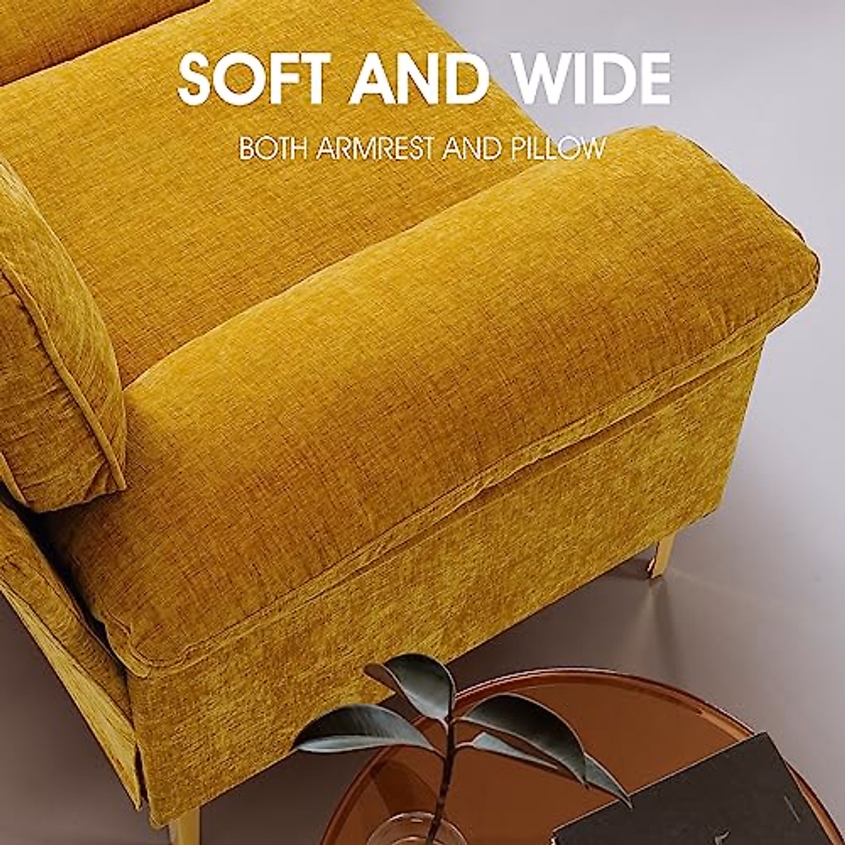 82" Sectional Couch w/Chaise Sleeper, Chenille Small L Shape Sofa Couch, Sofa with Chaise Mid-Modern Century Couch with Removable and Washable Cushions (Yellow)