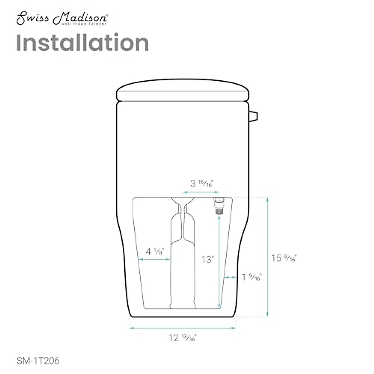 Swiss Madison Well Made Forever SM-1T206 Sublime One Piece Elongated Left Side Flush Handle Toilet 1.28 gpf, Glossy White