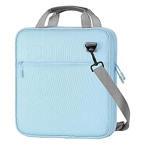 MoKo Zipper Binder, 3 Ring 2 inch Binder with Zipper,500 Sheet Capacity Multi-Pocket School Binder for Middle School, Handle and Shoulder Strap Included, Blue & Gray