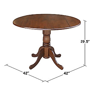 International Concepts Round Dual Drop Leaf Pedestal Table, Espresso, 42"