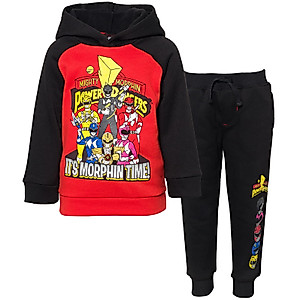 Power Rangers Black Ranger Yellow Ranger Blue Ranger Little Boys Fleece Pullover Hoodie Pants Red/Black 7-8