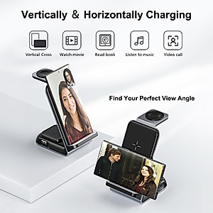 Wireless Charging Station for Samsung - Fast Charging Wireless Charger for Galaxy S23 Ultra/S23/S23+/Z Flip/Fold 5/4/3/iphone/Android Phones, Galaxy Watch 6/5 Pro/5/4/3 & Buds.(with 30W PD Adapter)