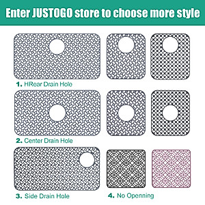 JUSTOGO Silicone Sink Mat 28.2''x 14.2'', Grey Sink Protectors for Kitchen Sink Grid Accessory, 1 PCS Non-slip Sink Mats for Bottom of Kitchen Farmhouse Stainless Steel Porcelain Sink Right & Left
