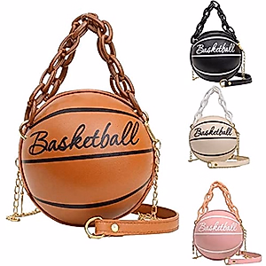 Askfairy Women's Basketball Shaped Shoulder Bag Creative Purse Handbag Girls Tote PU Leather Creative Handbags