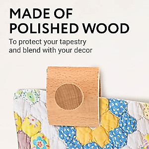 [6 Pack] Quilt Wall Hangers to Showcase Your Work – Extra Wide Strong Grip Tapestry Hangers for Walls – Easy to Install Quilt Hanger Clips with Hardware Included – Stylish Wooden Tapestry Hanger