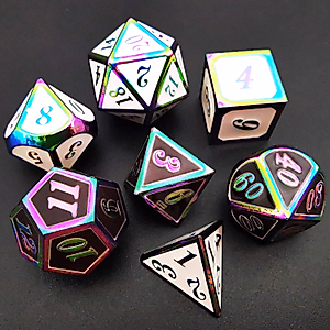 HAOMEJA Color Changing Temperature Metal DND dice kit, D&D dice Set Role Playing Dice Dungeons and Dragons Black Transition White