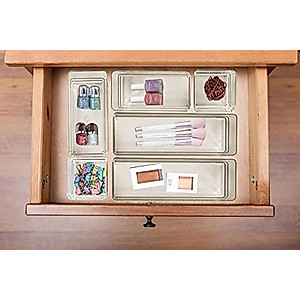 LilGift ARAD 2 Pieces Clear Vanity & Drawer Organizer, Acrylic Organizer, Drawer Divider, Makeup Bathroom Organizer, Kitchen Utensils