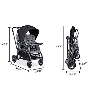 Joovy Caboose S Too Double Stroller, Stand on Tandem, Premium Sit and Stand, Grey Melange