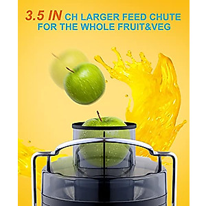 Juicer Machine, 600W Juicer with 3.5” Wide Mouth for Whole Fruits and Veg, Juice Extractor with 3 Speeds, BPA Free, Easy to Clean, Compact Centrifugal Juicer Anti-drip