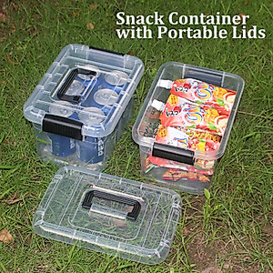 WeiMeet 6 Packs Plastic Storage Bins with Lids and Handle, 7 Quart Storage Organizer Bins with Black Buckle Lids Stackable Storage Container Clear Plastic Latching Box for Storage Organizing