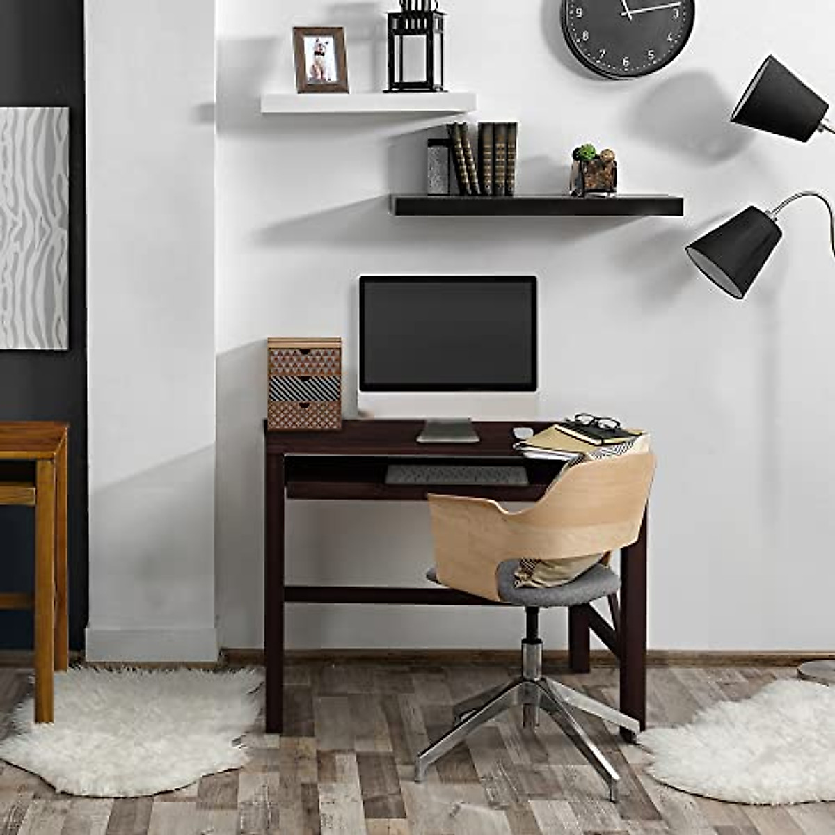 Casual Home Montego Folding Desk with Pull-Out Tray-Espresso