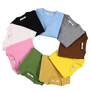 Toddler Baby Boys Knit Sweater Girls Pullover Sweatshirt Little Kids Long Sleeve Crew Neck Solid Casual Tops Winter Clothes Pink