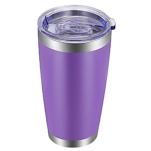 VEGOND 20oz Tumbler with Lid and Straw Stainless Steel Tumbler Cup Vacuum Insulated Double Wall Travel Coffee Mug Powder Coated Coffee Cup(Purple 1 Pack)