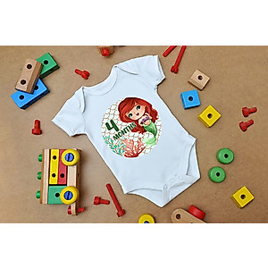 Princess Character Themed Baby Milestone Stickers for First Year Month to Month Photo Prop Infant Onesie Growth Chart Shower Registry Gift Scrapbook Photo Keepsake Monthly Set (Mermaid)