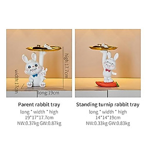 XINGYUANHE Lovely Rabbit Tray Sculpture Home Living Room Decor Statue Room Decor Easter Decoration Resin Ornaments Gifts