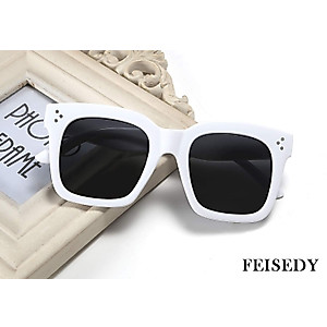 FEISEDY Vintage Oversized Square Sunglasses Womens Trendy Luxury Big Sun Glasses UV400 Protection Gradient Shades B2486