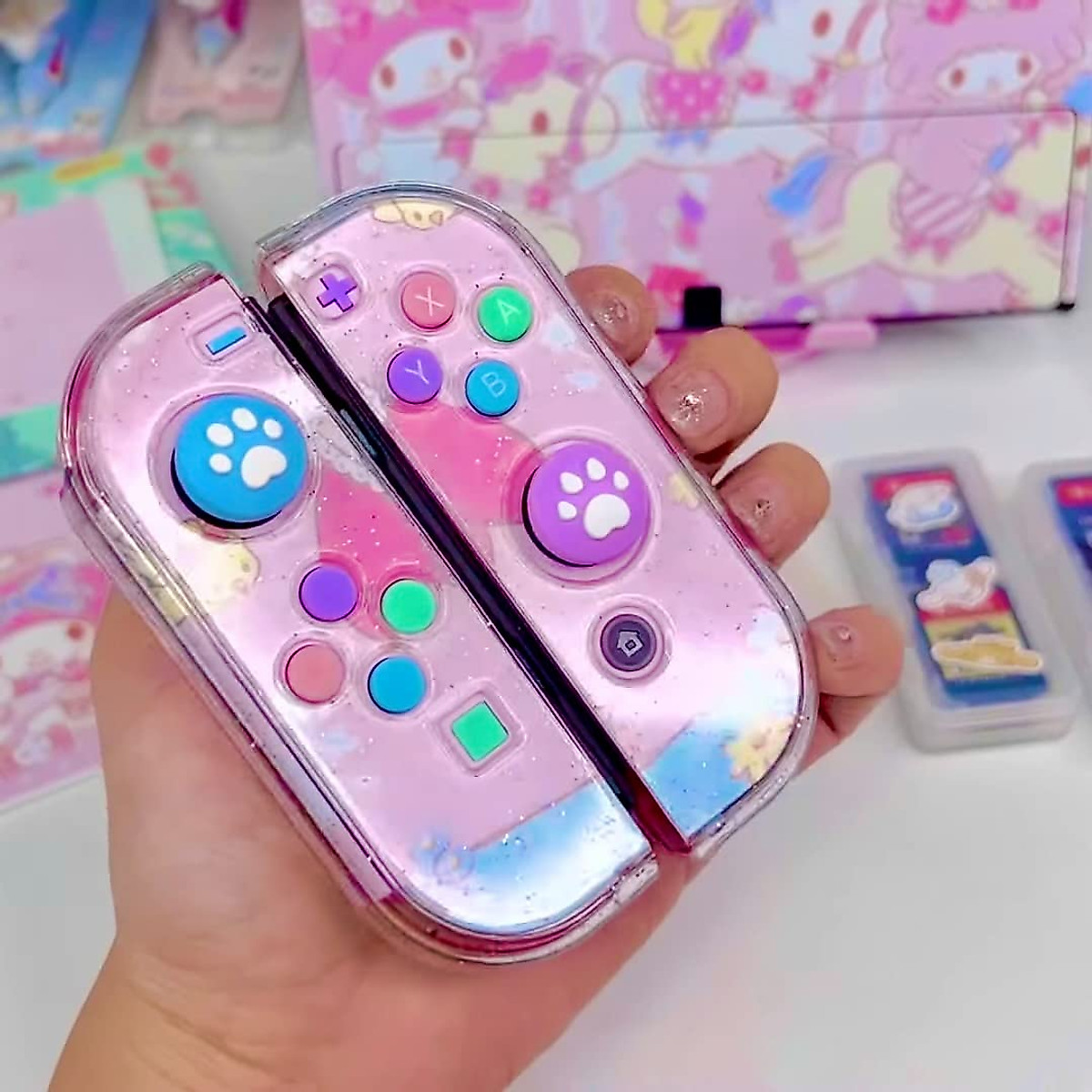 BelugaDesign Hello Melody Switch Skin | Cute Pastel Sticker Wrap Vinyl Decal | Bunny Animal Anime Kawaii Japanese Cartoon Game l Compatible with Nintendo Switch (Switch Standard, Pink)