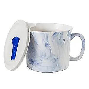 Corning Ware 20-oz Meal Mug w/ Lid, Marble Marine Blue Limited Edition
