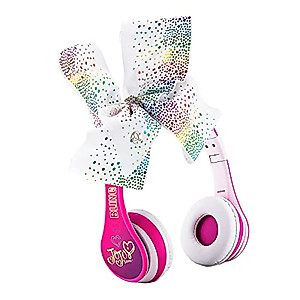 JoJo Siwa Kids Bluetooth Headphones for Wireless Rechargeable Foldable Bluetooth Headphones with Microphone Kid Friendly Sound and Bonus Detachable Cord